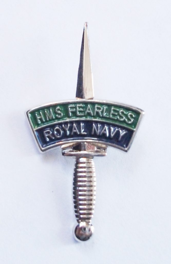 HMS FEARLESS ROYAL NAVY LAPEL PIN OR WALKING STICK MOUNT 2 VERSIONS ...